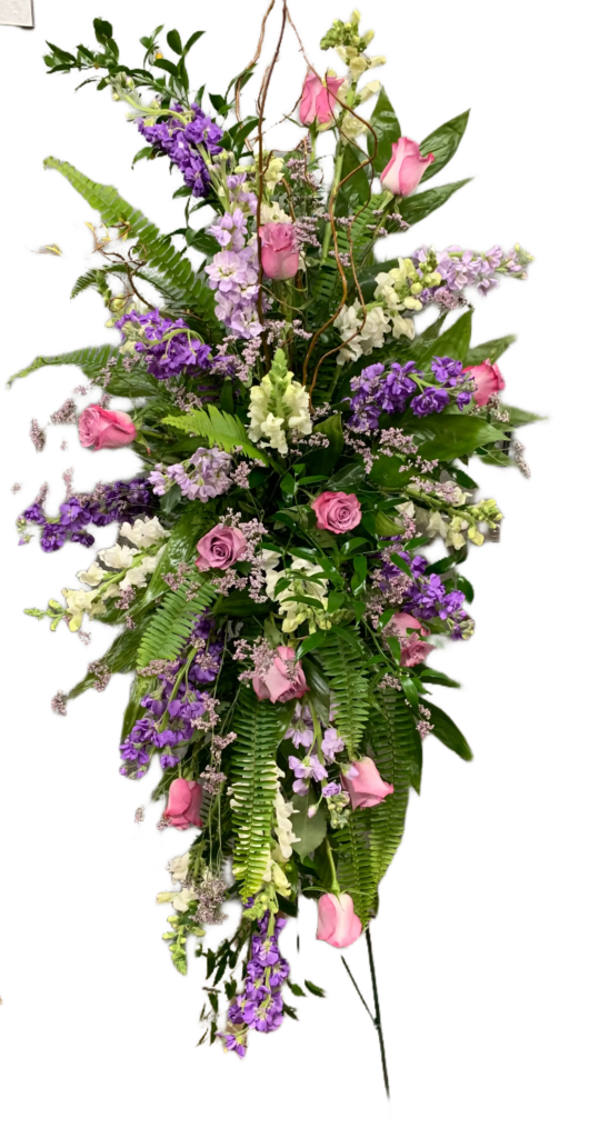 Pink and Purple Standing Spray - Johnson Funeral Home Rocky Mount